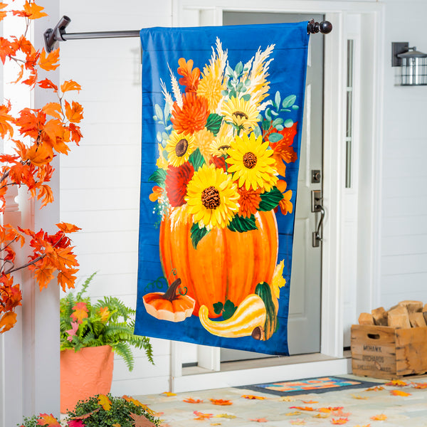Floral Pumpkin House Linen Flag – PB&J Archdale